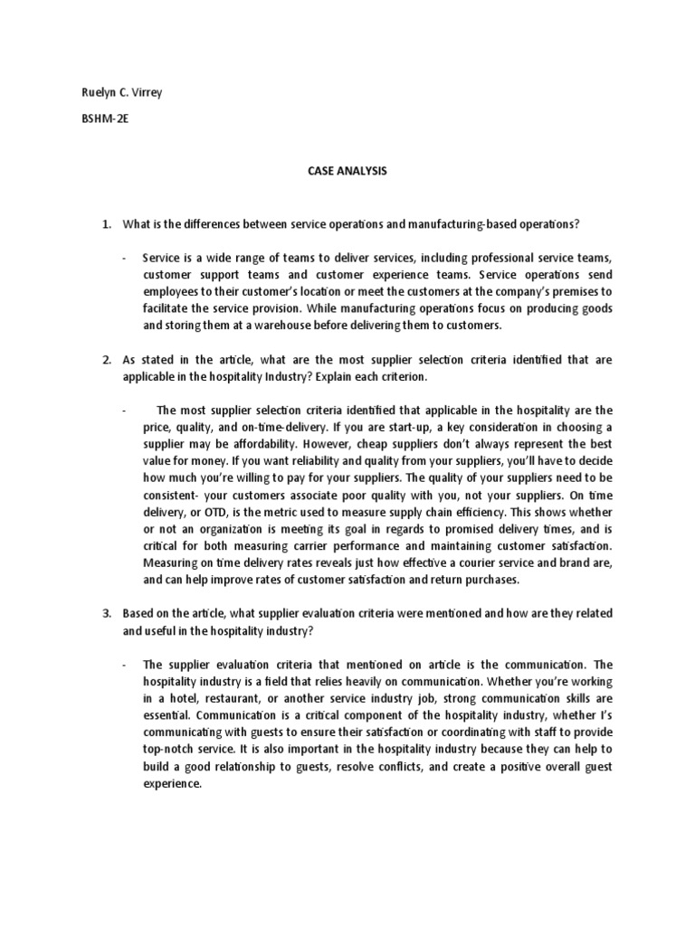 Case Analysis 2 | Download Free PDF | Supply Chain | Customer