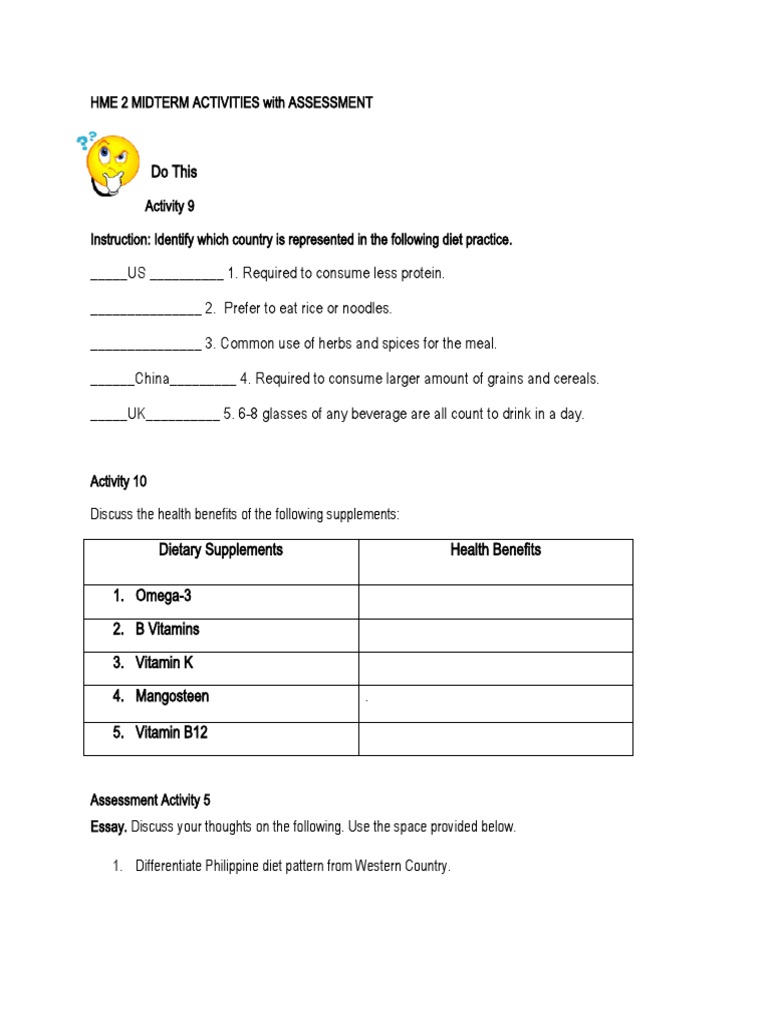 HME 2 MIDTERM ACTIVITIES With ASSESSMENT | Download Free PDF | Dieting | Diet (Nutrition)