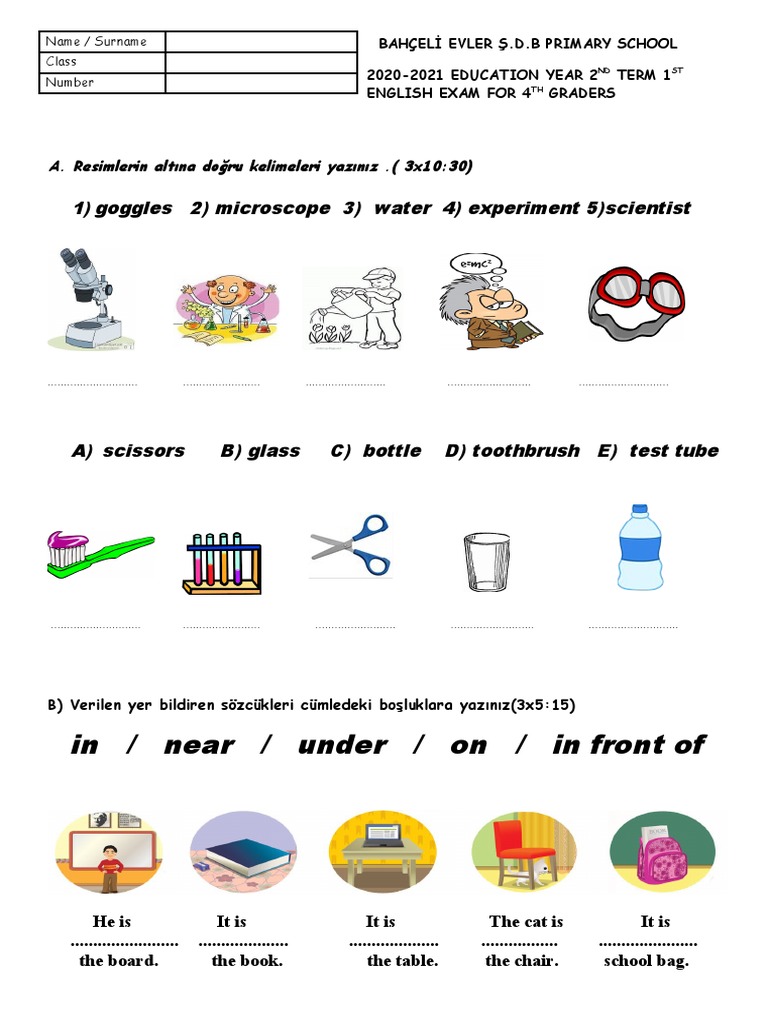 2020-2021 4TH Grade 2ND Term 1ST Exam | PDF