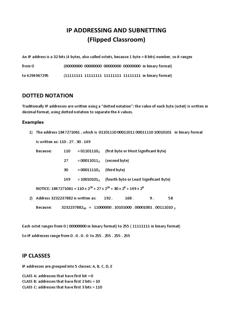 Ip Addressing and Subnetting | PDF | Ip Address | Computer Engineering
