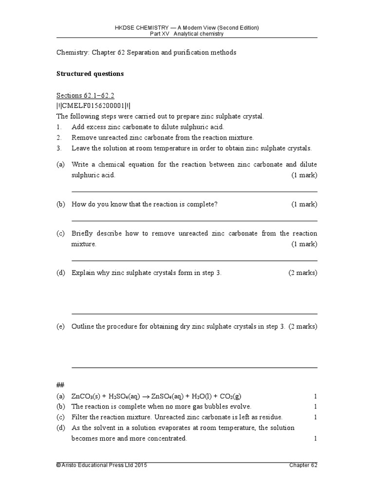 Chapter 62 Structured Questions | PDF | Chromatography | Distillation