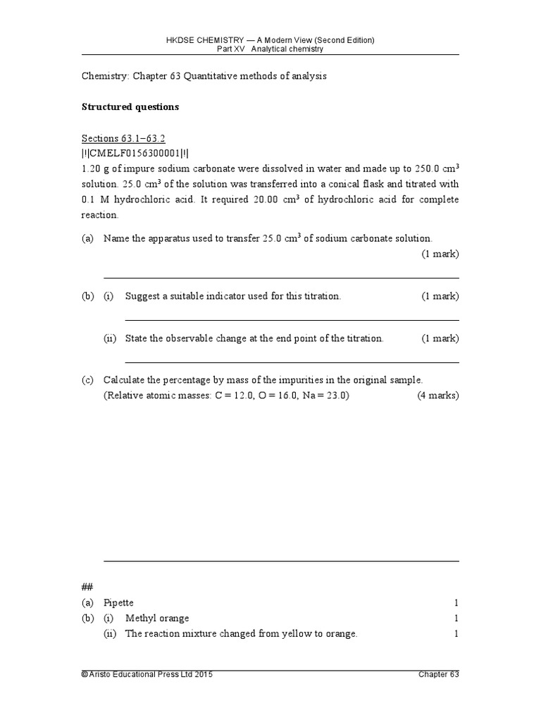 Chapter 63 Structured Questions | PDF
