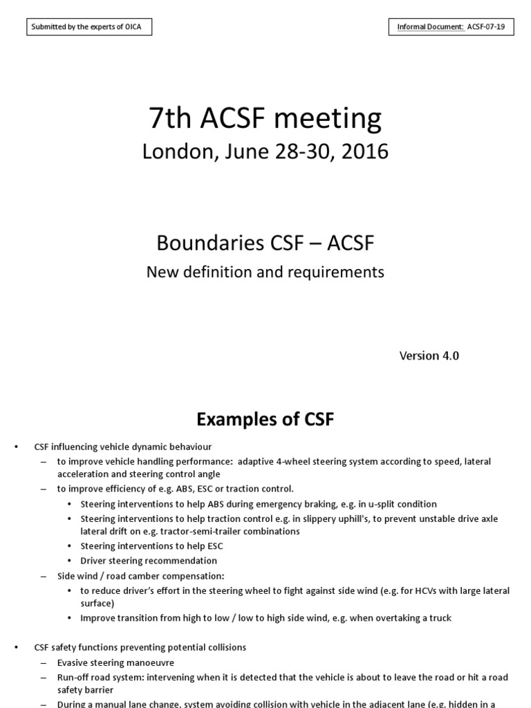 ACSF-07-19 - (OICA) - Boundaries CSF - ACSF | PDF | Steering | Anti ...