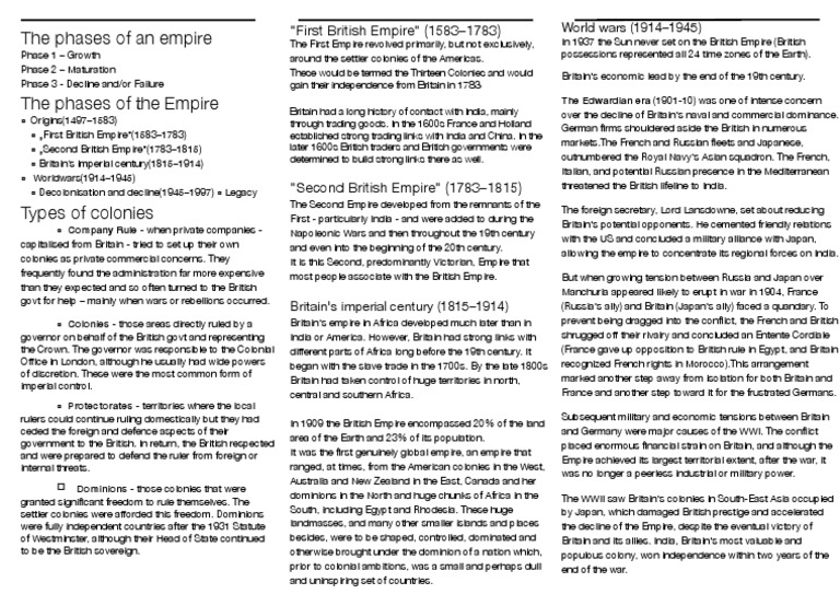 Evolution of The Biritsh Empire | PDF | British Empire | Dominion