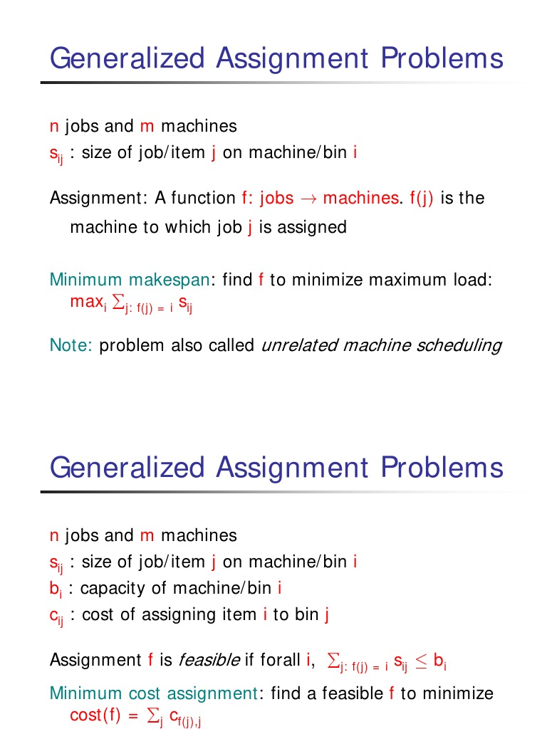 Generalized Assignment Problems Pdf Mathematical Analysis Mathematical Logic