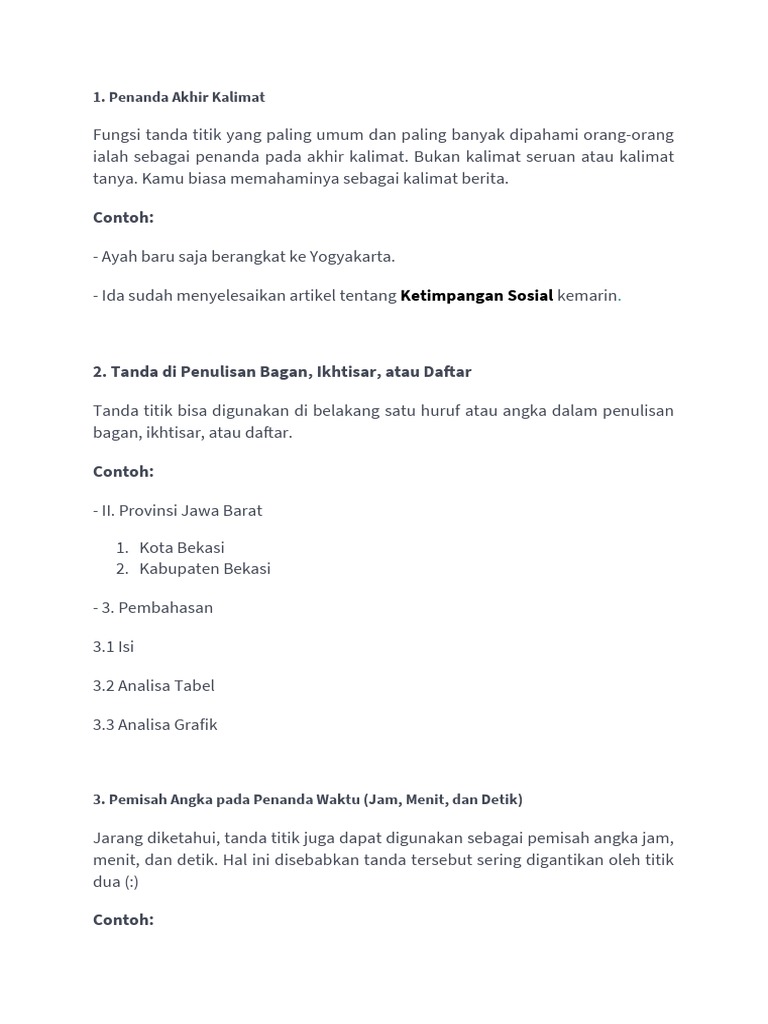 Contoh Penggunaan Tanda Titik Koma. | PDF