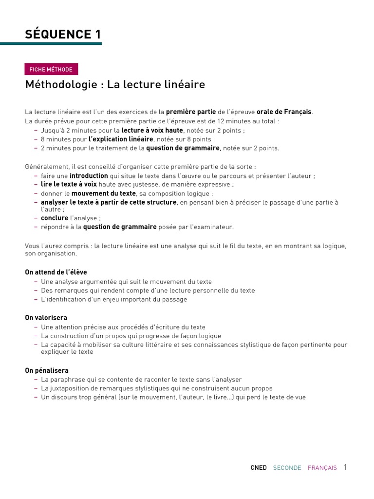 7FR20TE0121 La Lecture Lineaire | PDF