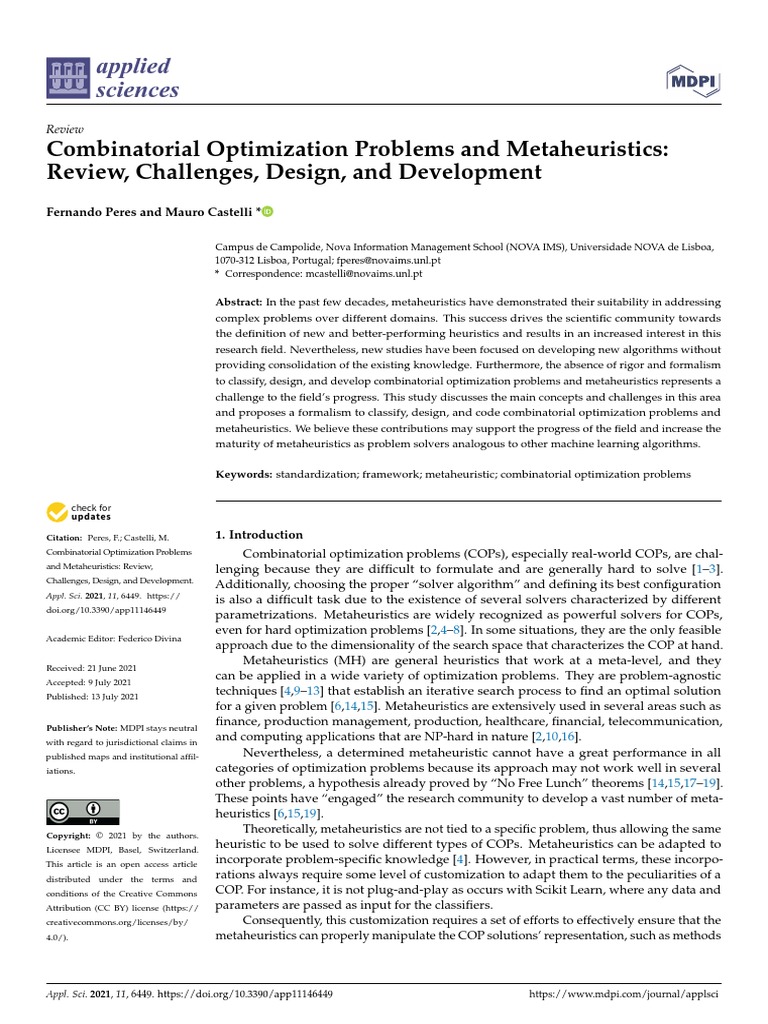 Combinatorial Optimization Problems And Metaheuris Pdf Mathematical Optimization Time