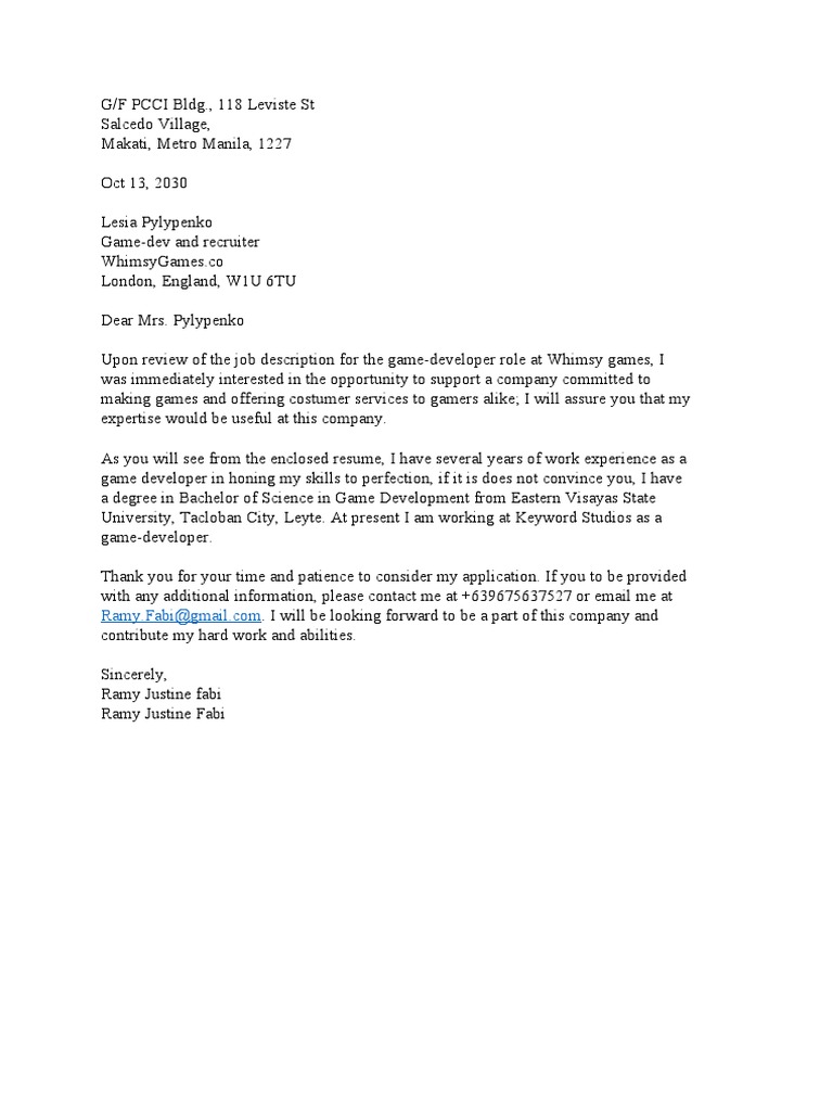 Cover Letter Example | PDF