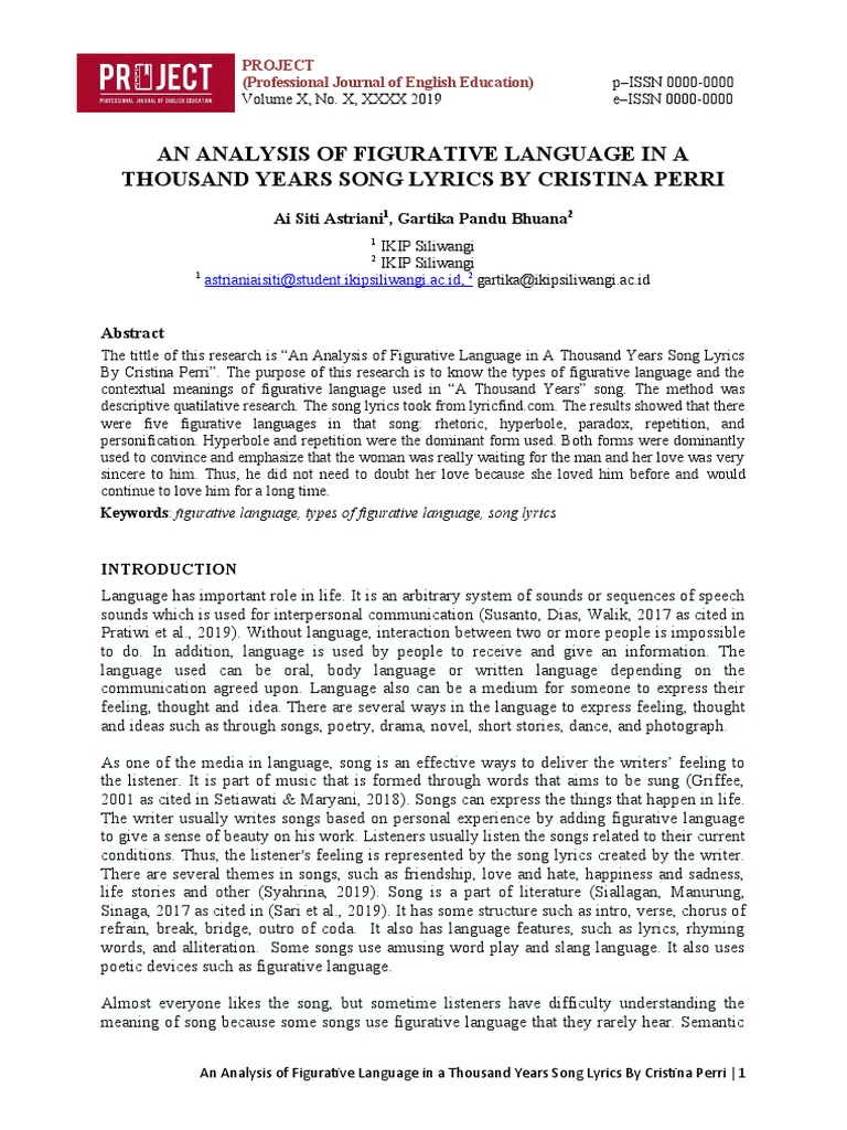 An Analysis of Figurative Language in A Thousand Years Song Lyrics by ...
