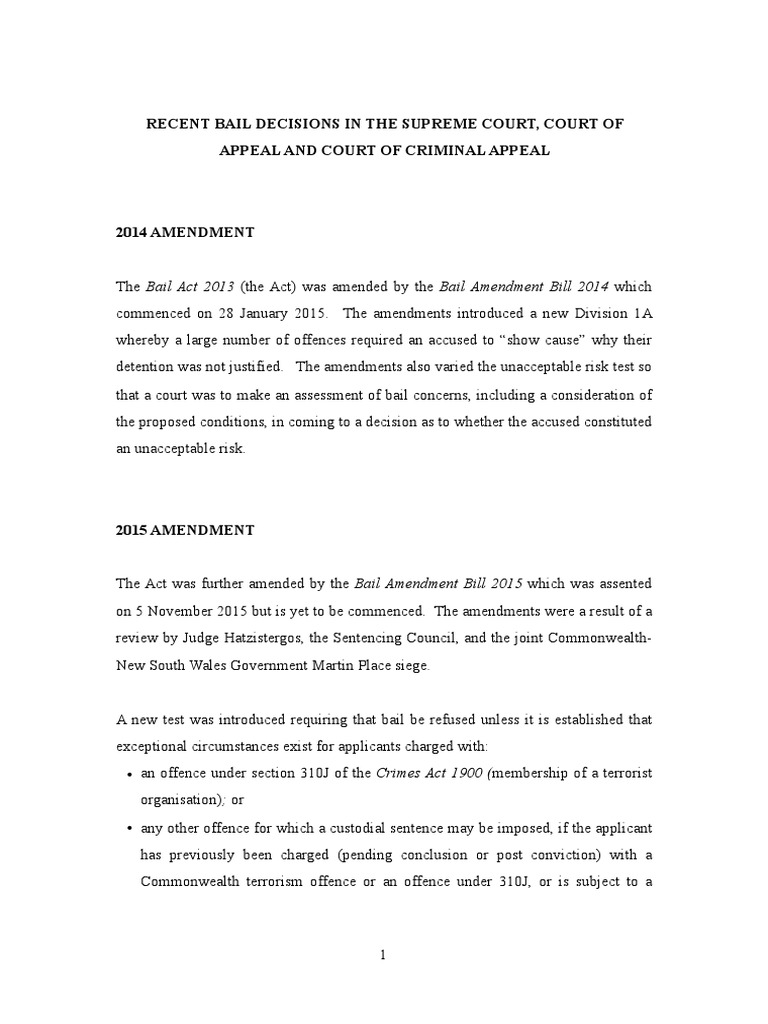 2015 Bail Decisions in The Court of Criminal Appeal and Supreme Court ...