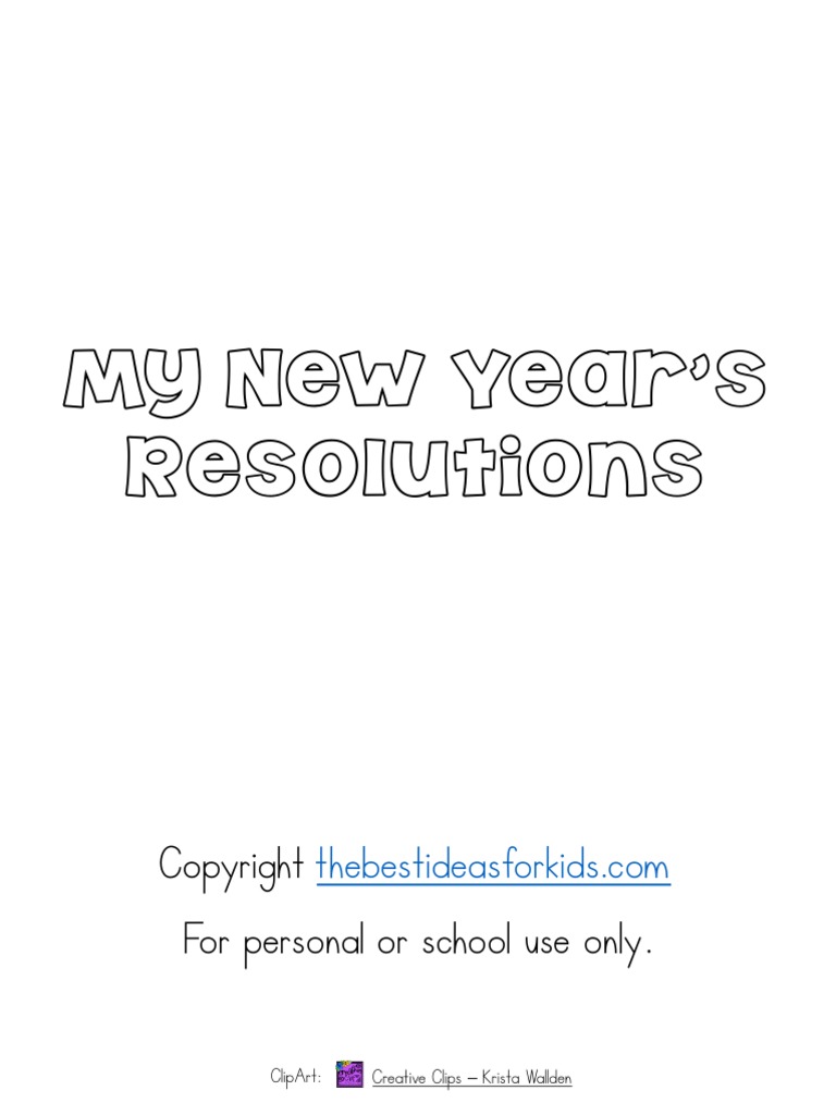 New Years Resolutions Worksheet Printable The Best Ideas For Kids | PDF