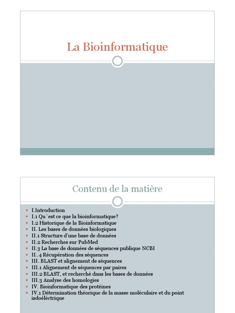 Introduction à la bioinformatique et ses applications | PDF | Bio ...