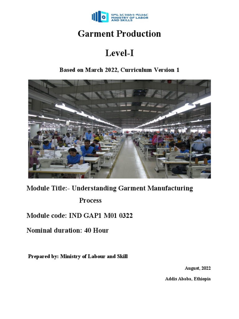 Garment Production Level-I: Based On March 2022, Curriculum Version 1 | PDF | Sewing | Sewing ...