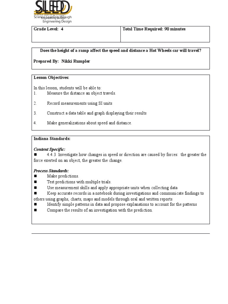 Hot Wheels Lab | PDF | Force | Measurement