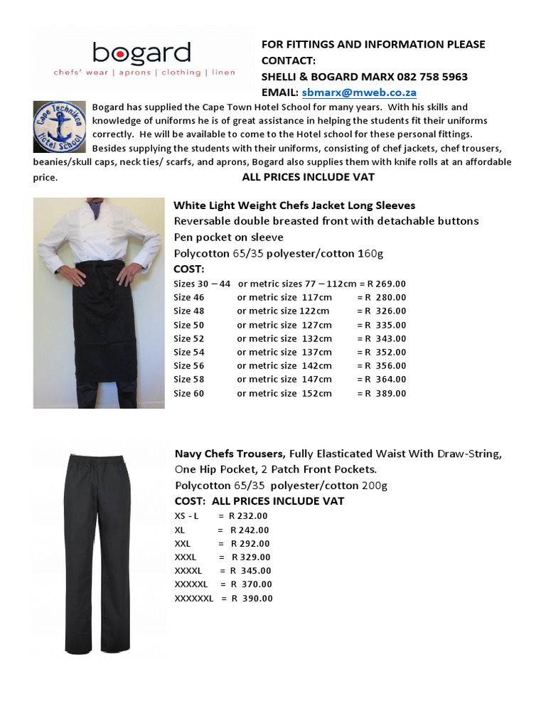 Chef Uniform - Bogard | PDF | Clothing | Fashion