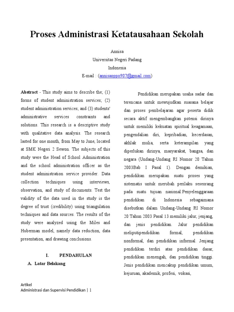 Pengertian Dan Proses Administrasi Ketatausahaan Sekolah | PDF