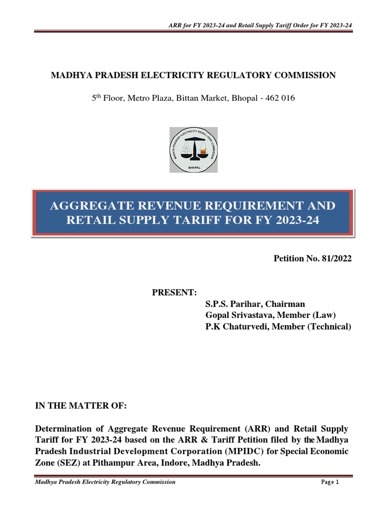MPIDC RETAIL - SUPPLY - TARIFF FY 2023 24 PNo 81 2022 | PDF | Renewable ...
