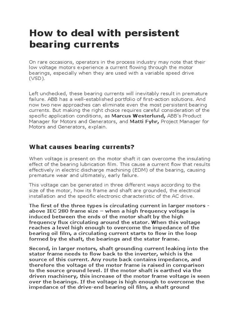 How To Deal With Persistent Bearing Currents - ABB | PDF | Electric ...