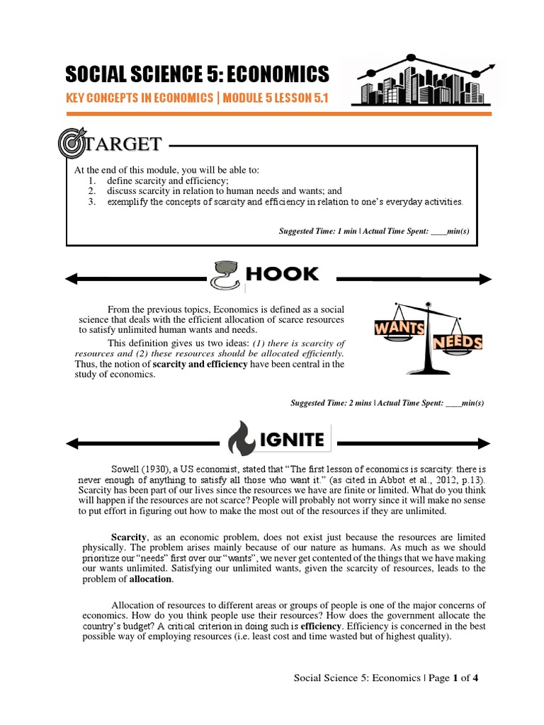 Lesson 5-5.1 Key Concepts in Economics | PDF | Pareto Efficiency ...