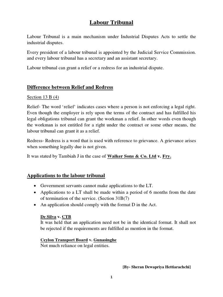 Overview of Sri Lanka's Labour Tribunal | PDF | Burden Of Proof (Law ...