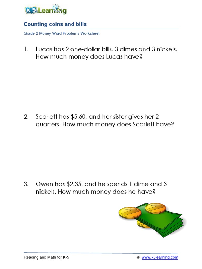 Counting Coins and Bills Worsheet | PDF