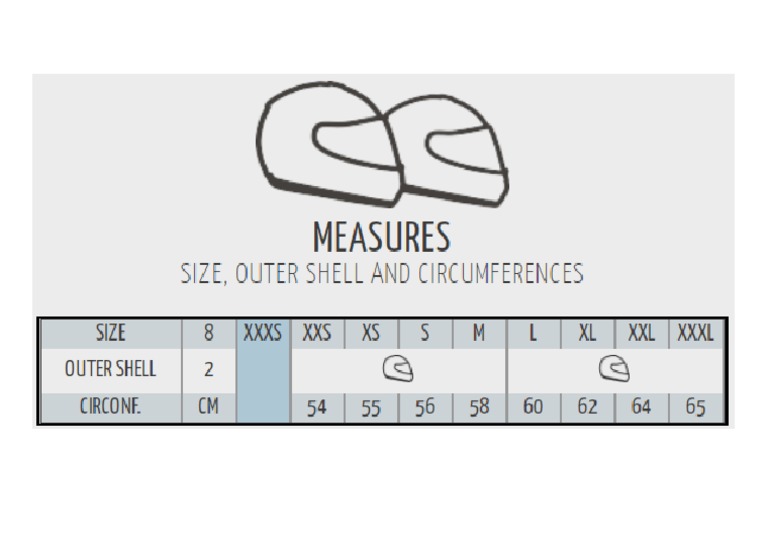 Eng Nolan Size Chart Helmets | PDF
