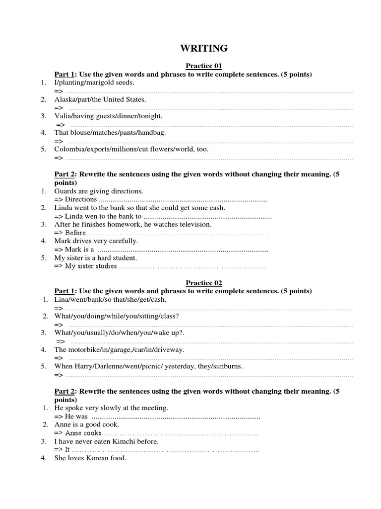 Writing Practice | PDF