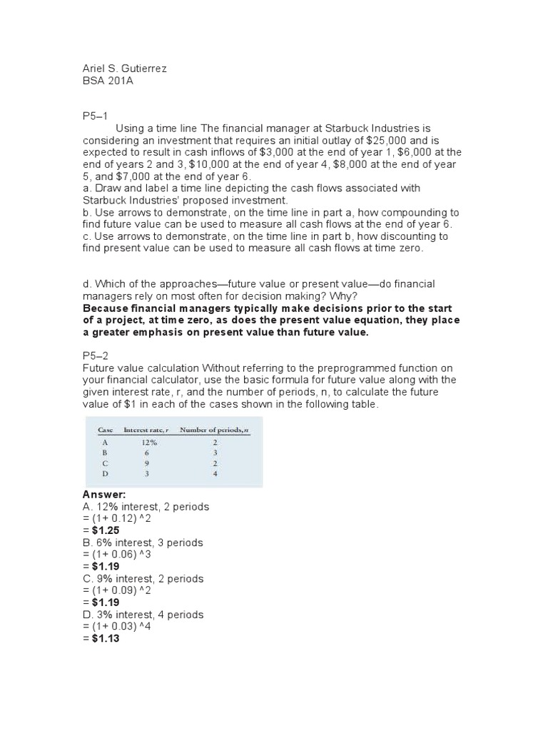 Time Value of Money Assignment A. Gutierrez | PDF | Interest | Present Value
