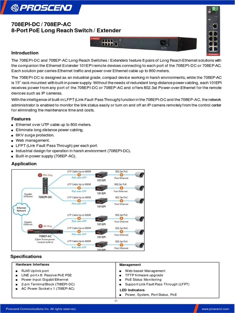 708E-Series Ethernet Extender - 05122022 | PDF | Network Switch | Physical Layer Protocols