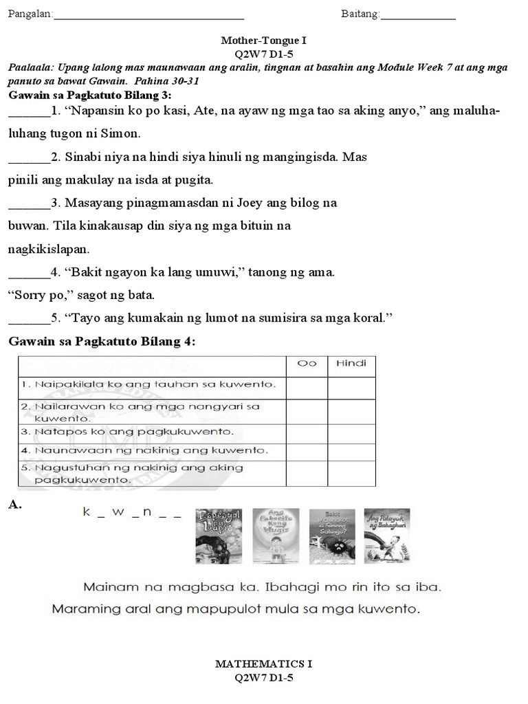 WEEK 7 Activity Sheets | PDF