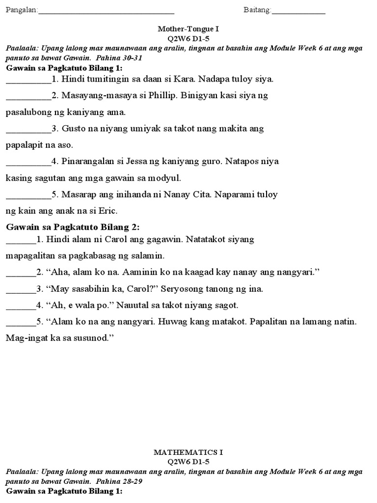 WEEK 6 Activity Sheets | PDF