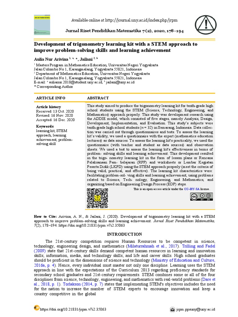 Development of Trigonometry Learning Kit With A STEM Approach To Improve Problem-Solving Skills ...