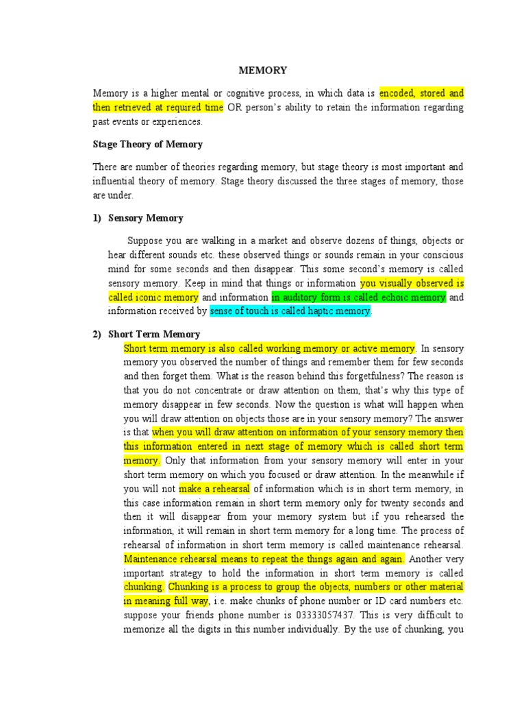 Memory 1 | PDF | Memory | Perception