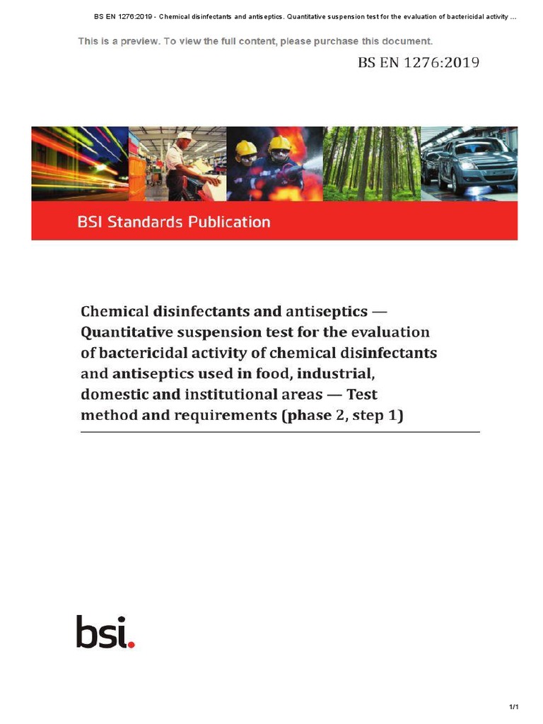 Bs en 1276 2019 Chemical Disinfectants and Antiseptics | PDF