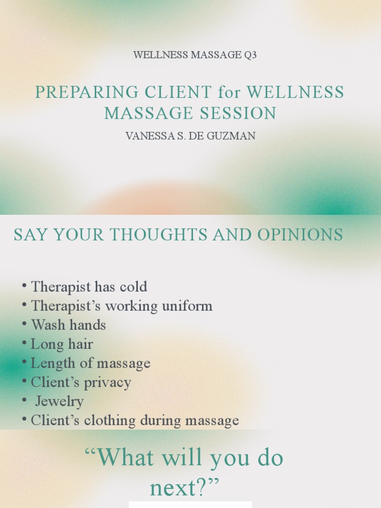 Wellness Q3 Preparing Client | PDF | Massage