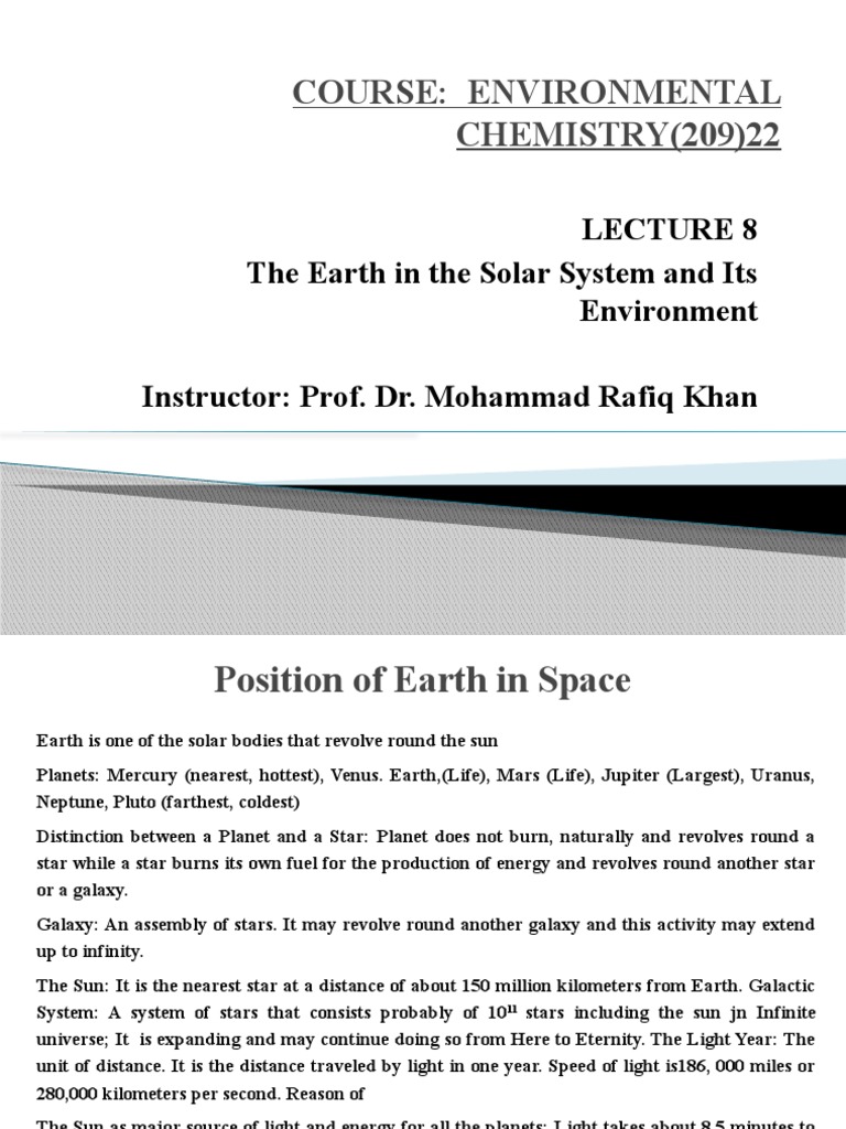 8 The Earth in The Solar System and Its Environment | PDF | Earth ...