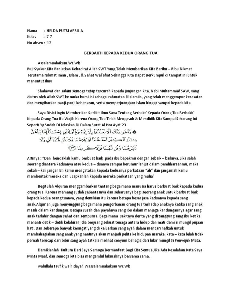 Dakwah Berbakti Kepada Orang Tua | PDF