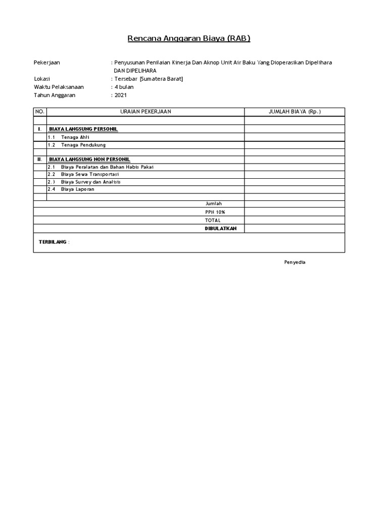 BOQ Kosong Aknop AIr Baku | PDF