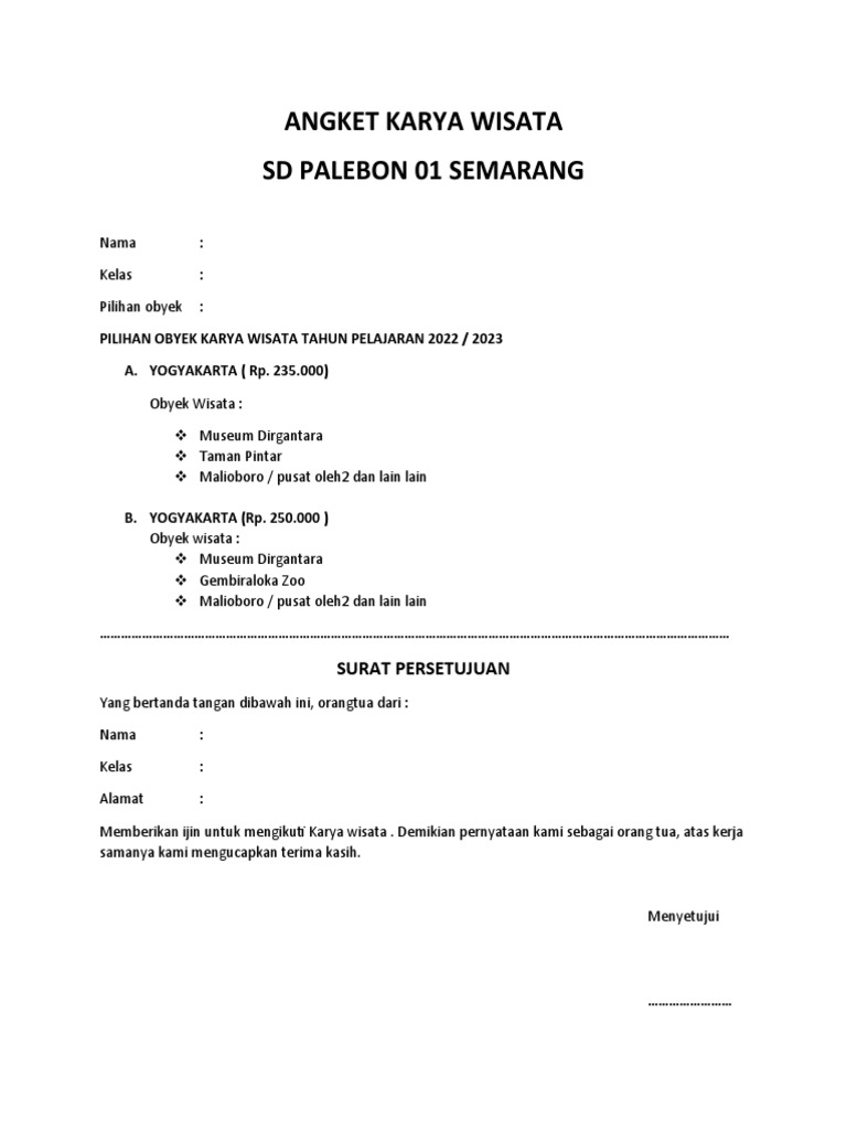 Angket Karya Wisata | PDF