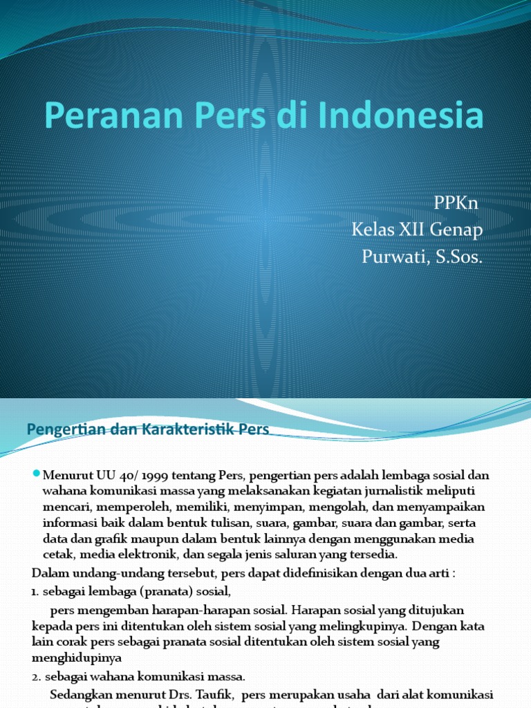 Pengertian Pers di Indonesia | PDF