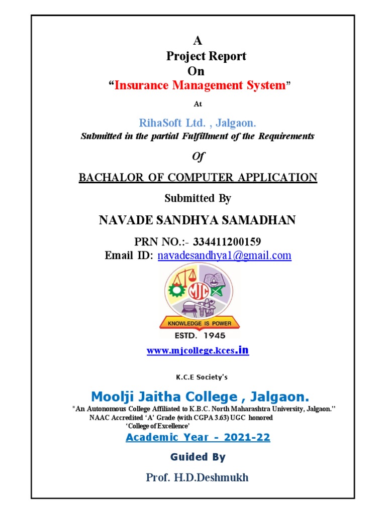 Insurance Management System Project Report | PDF | Software Testing ...