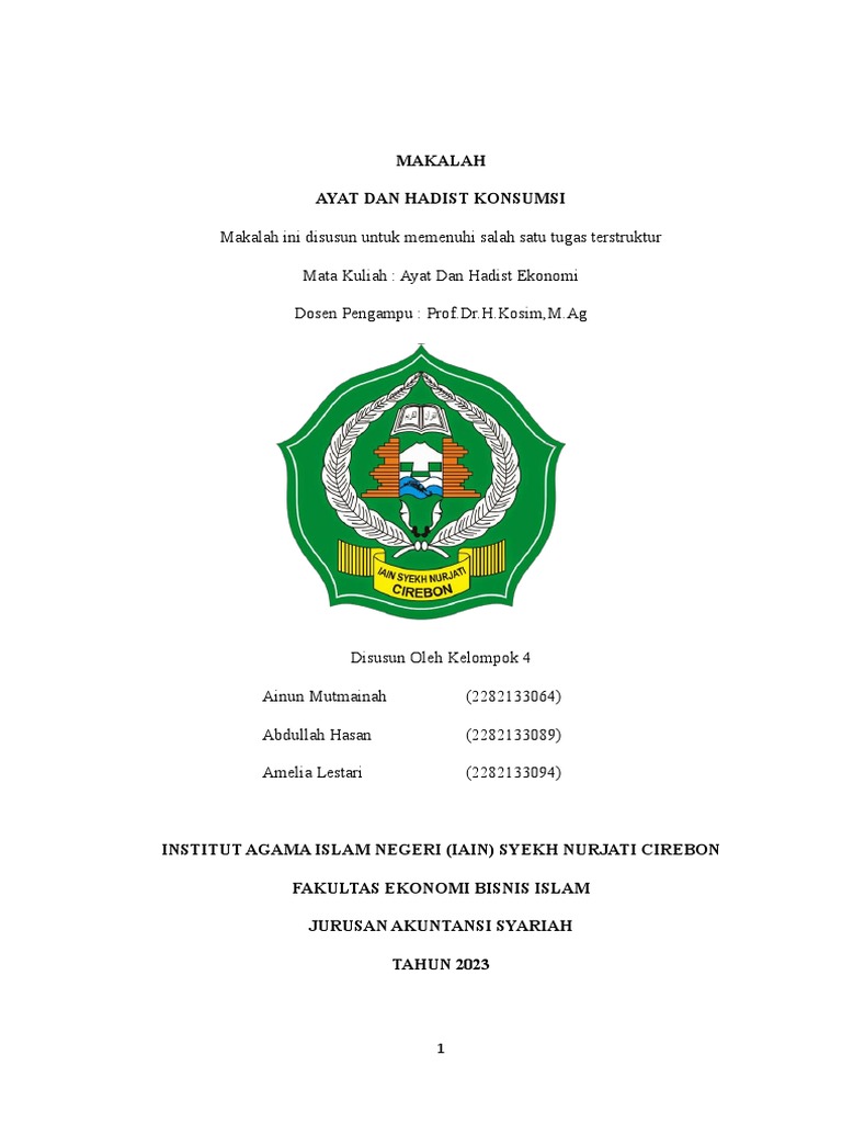 Makalah Kel 4 Ayat Hadist Ekonomi (Konsumsi) | PDF