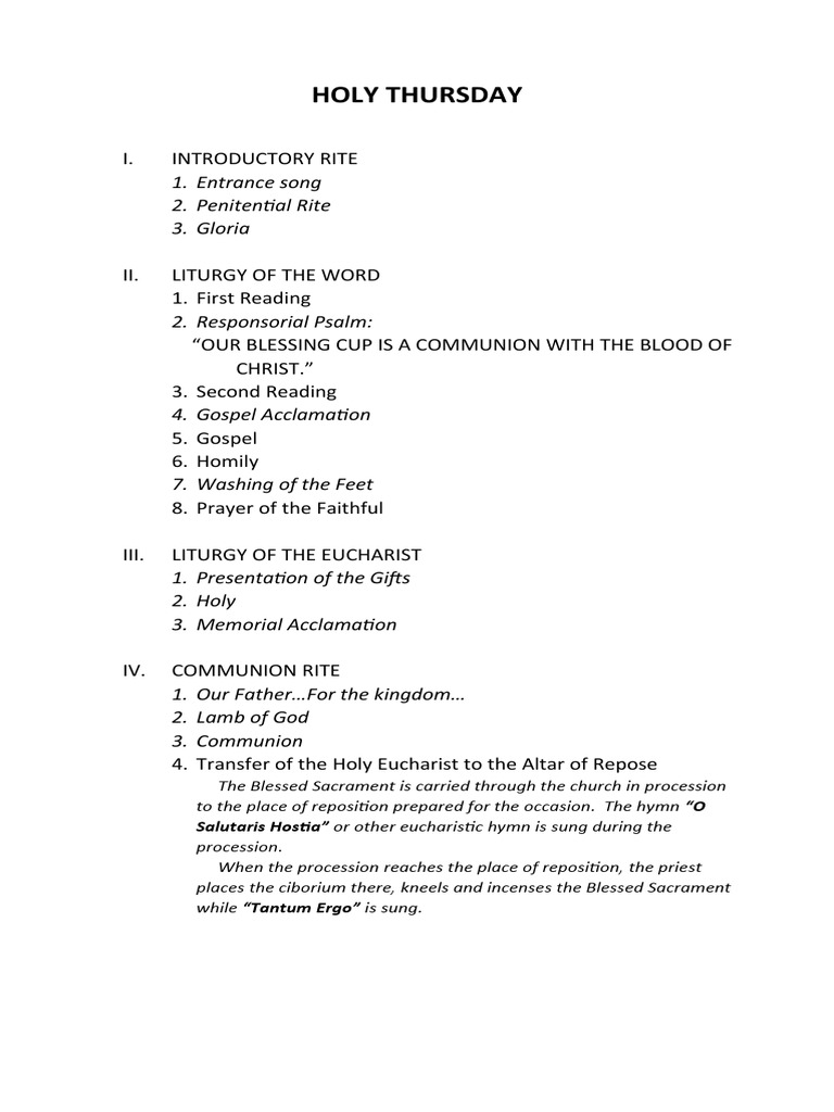 Holy Thursday and Good Friday Liturgies | PDF | Mass (Liturgy) | Eucharist
