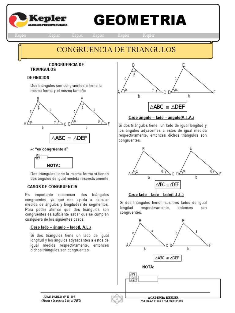 TEMA 7 CONGRUENCIAS DE TRIANGULOS - copia | PDF | Triángulo | Formas ...