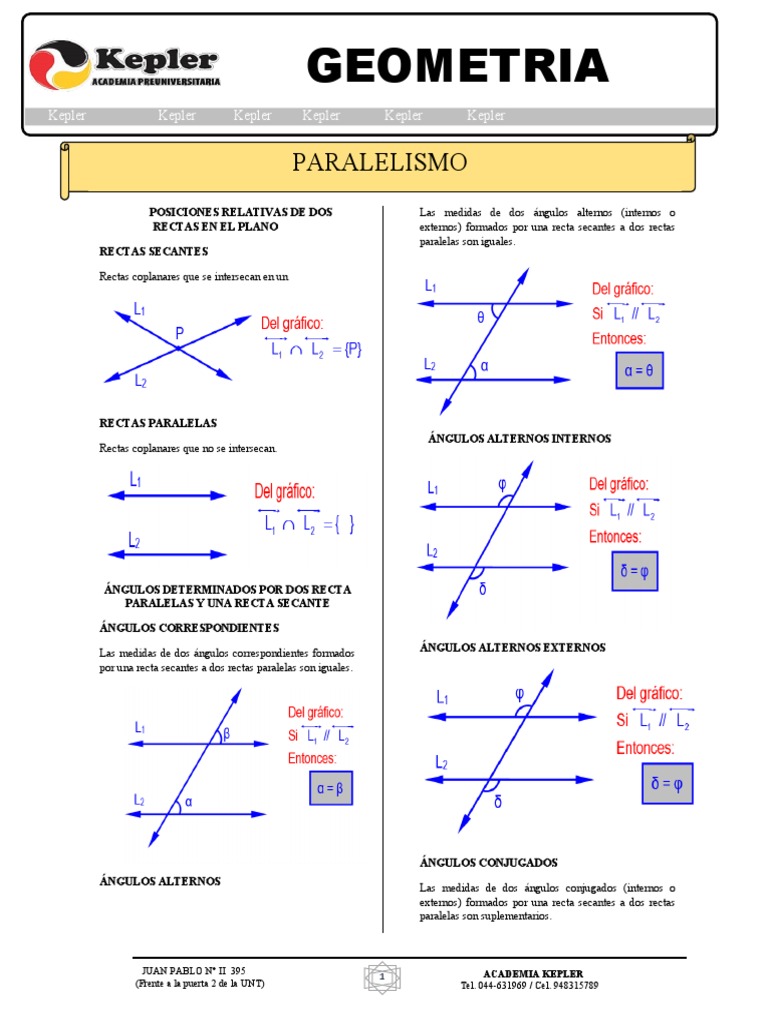 Conceptos básicos de paralelismo y ángulos en geometría | PDF ...
