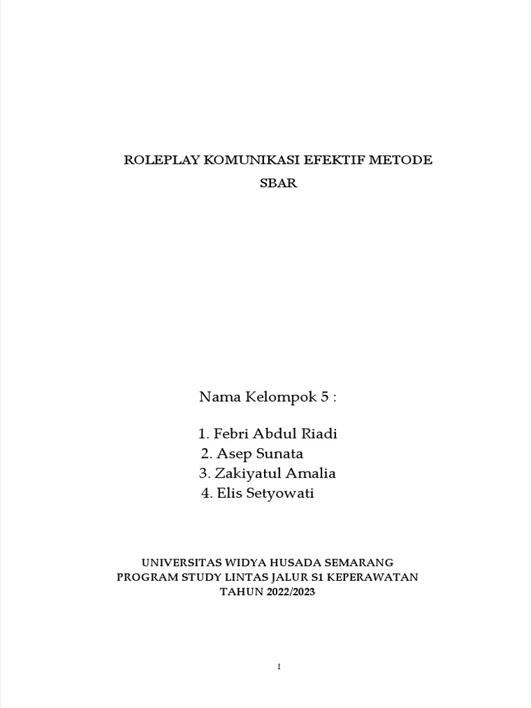PDF Roleplay Komunikasi Efektif Metode Sbar | PDF