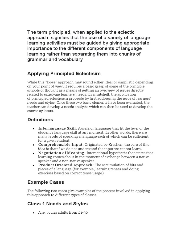 PRINCIPLED Eclectism | PDF