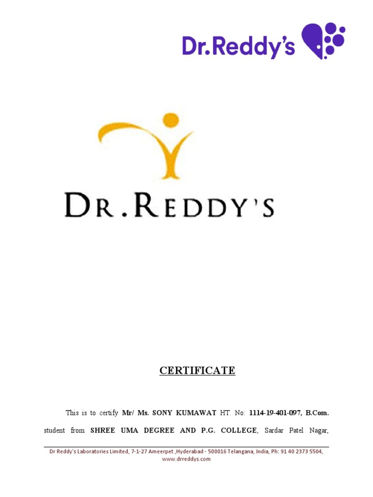 DR Reddys - Letter Head | PDF