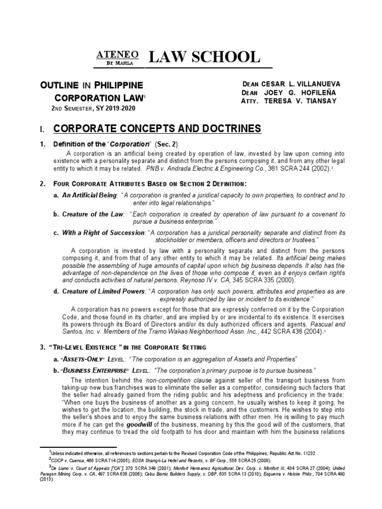 2020 Corporate Law Outline | PDF | Legal Liability | Corporations
